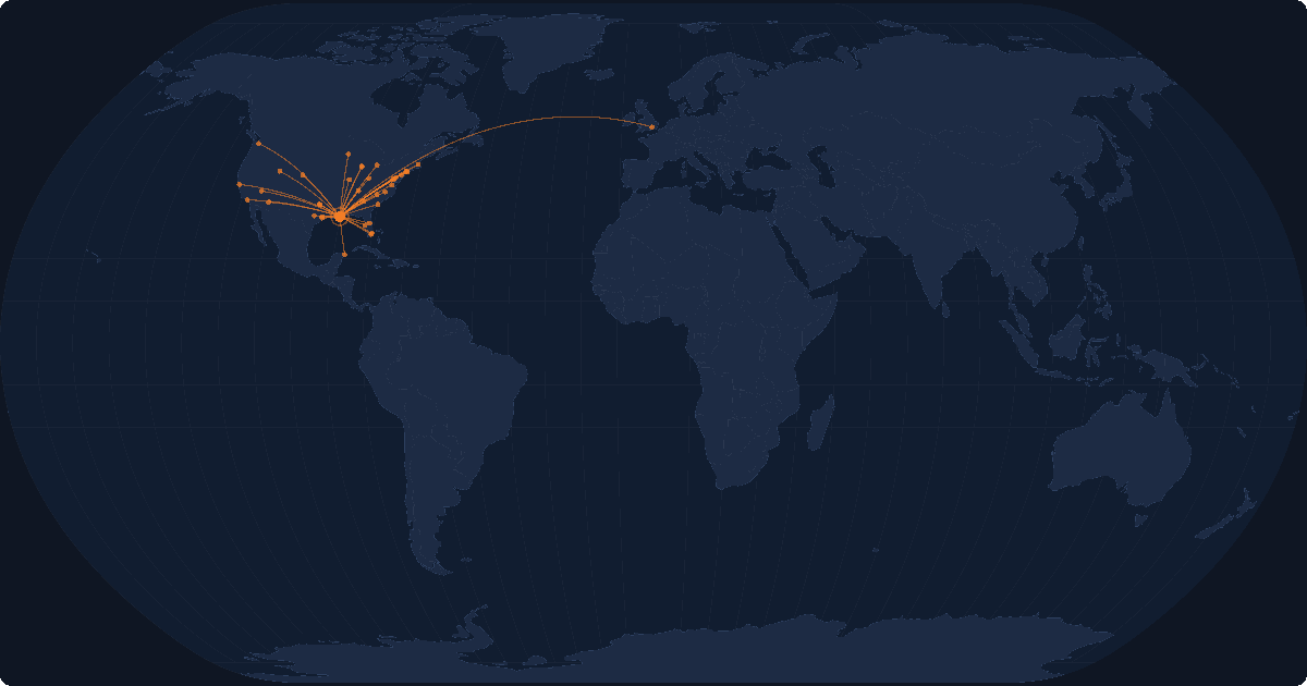 Nonstop Flights to New Orleans (MSY) — 38 · +9m Delays